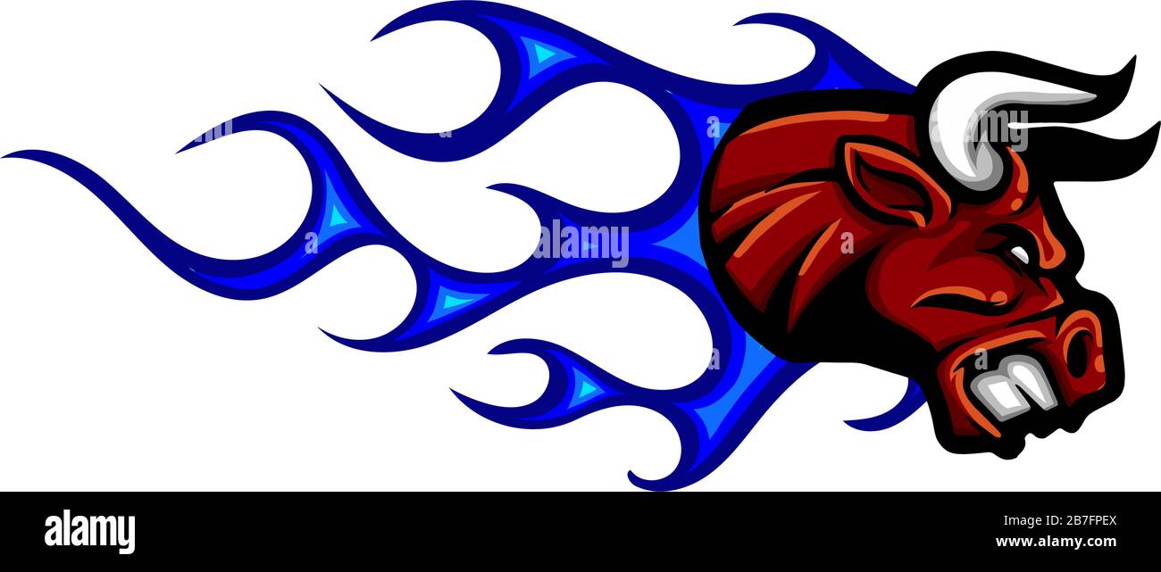 Bull head in flame vector illustration design Stock Vector Image & Art ...