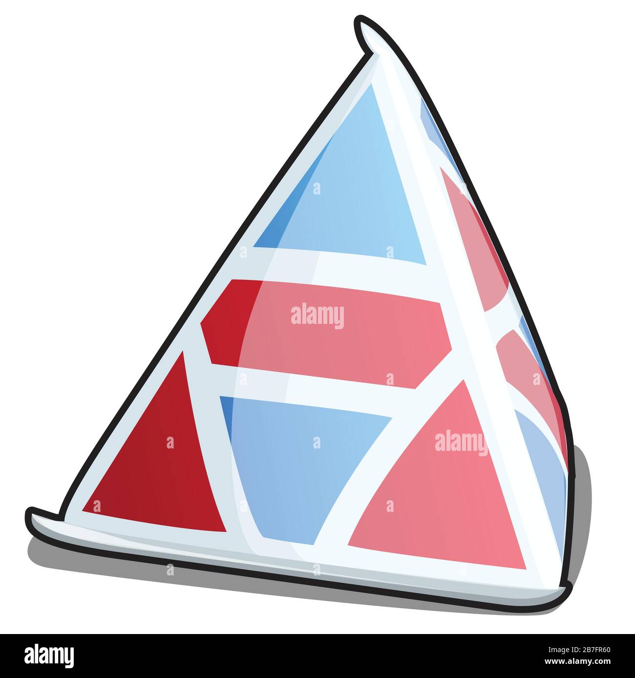 A single triangle carton package of milk with texture blue and red ...