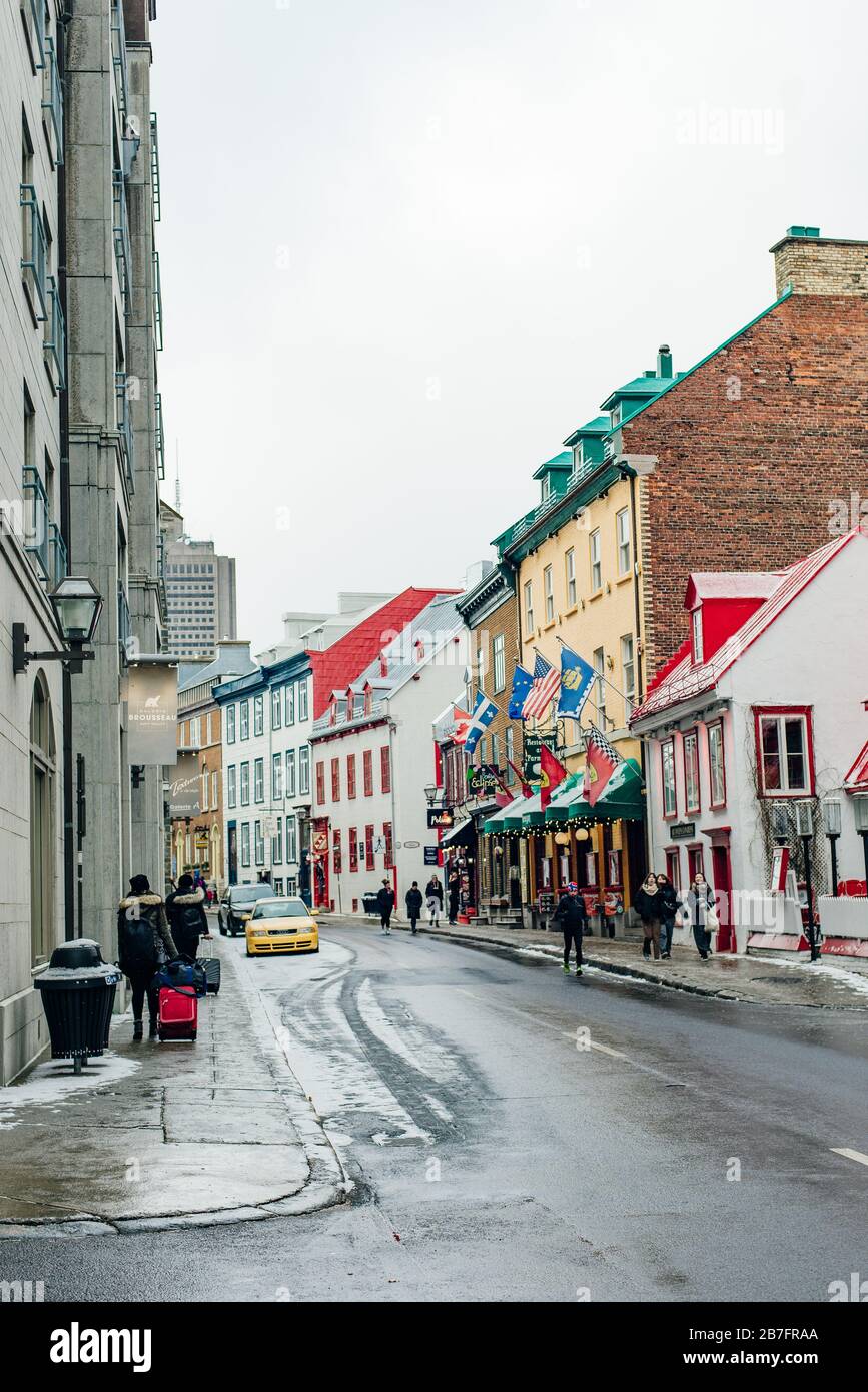 QUEBEC CITY, CANADA - dec, 2019 The ancient architecture of Quebec City ...