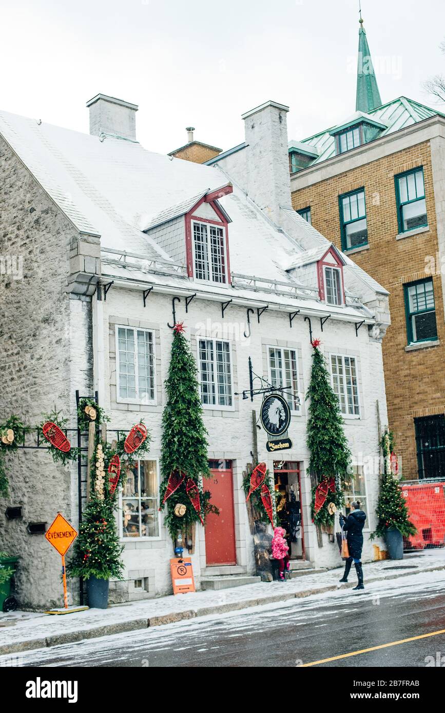 QUEBEC CITY, CANADA - dec, 2019 The ancient architecture of Quebec City ...