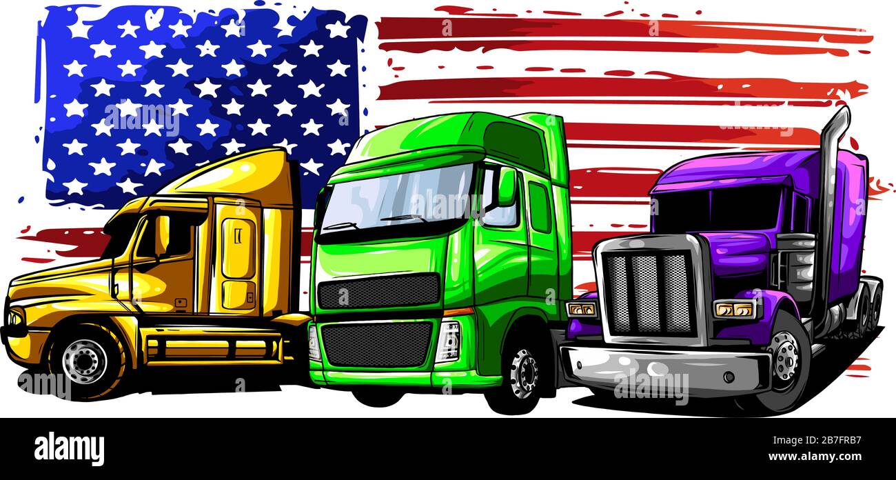 Cartoon semi truck. vector illustration design art Stock Vector Image ...