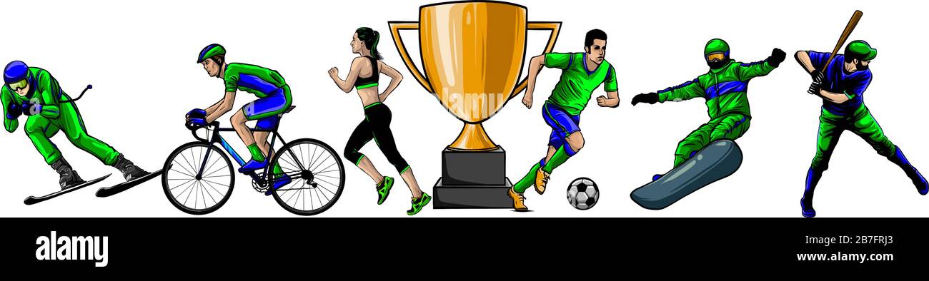 Sports, set of athletes of various sports disciplines. Isolated vector ...