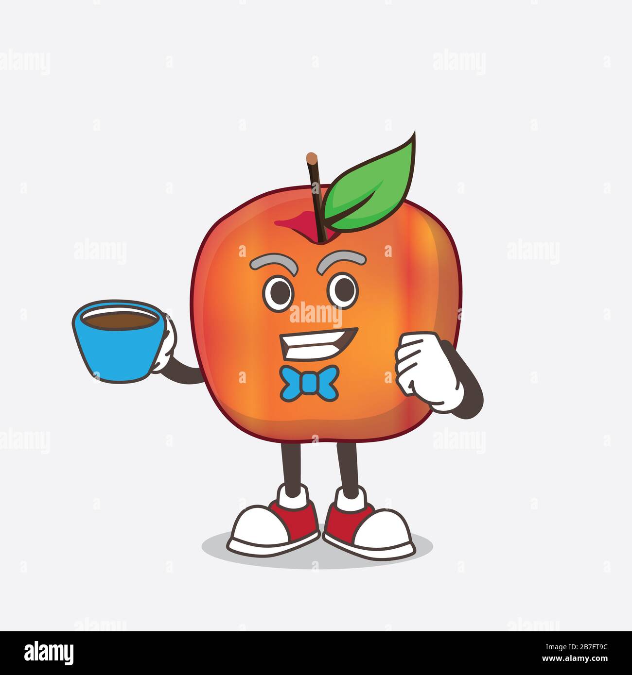 A picture of Honeycrisp Apple cartoon mascot character with a cup of ...