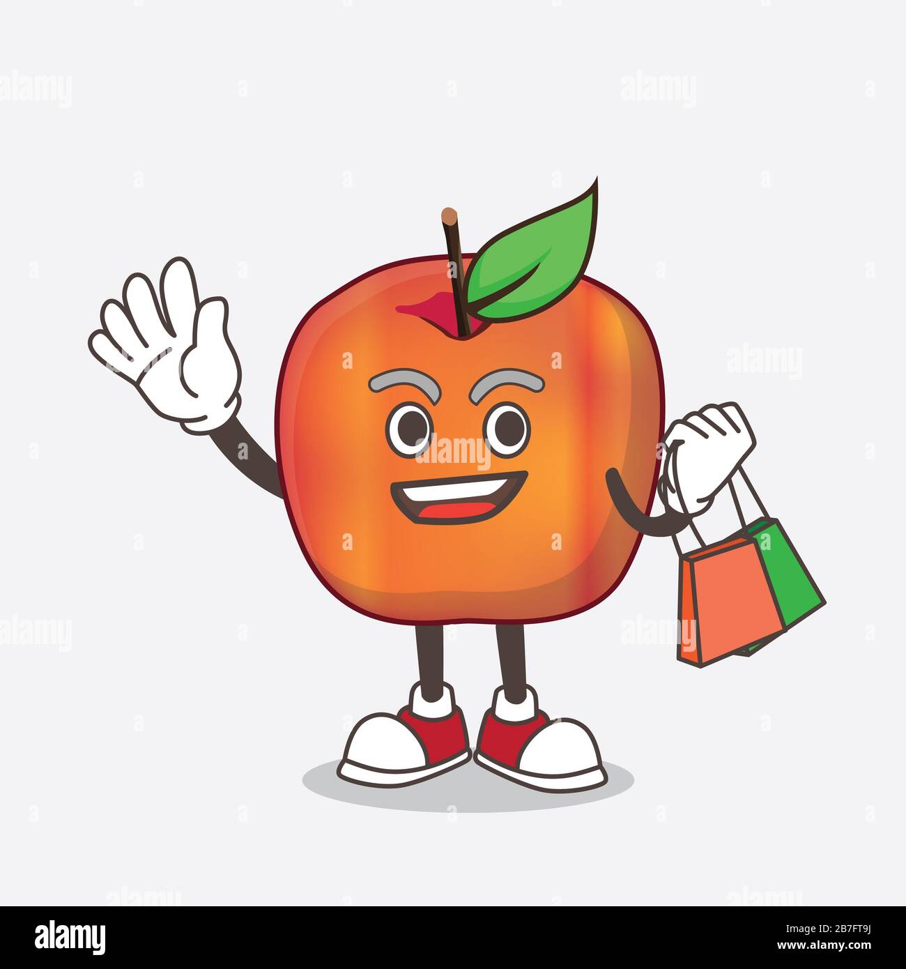 A picture of Honeycrisp Apple cartoon mascot character waving and ...