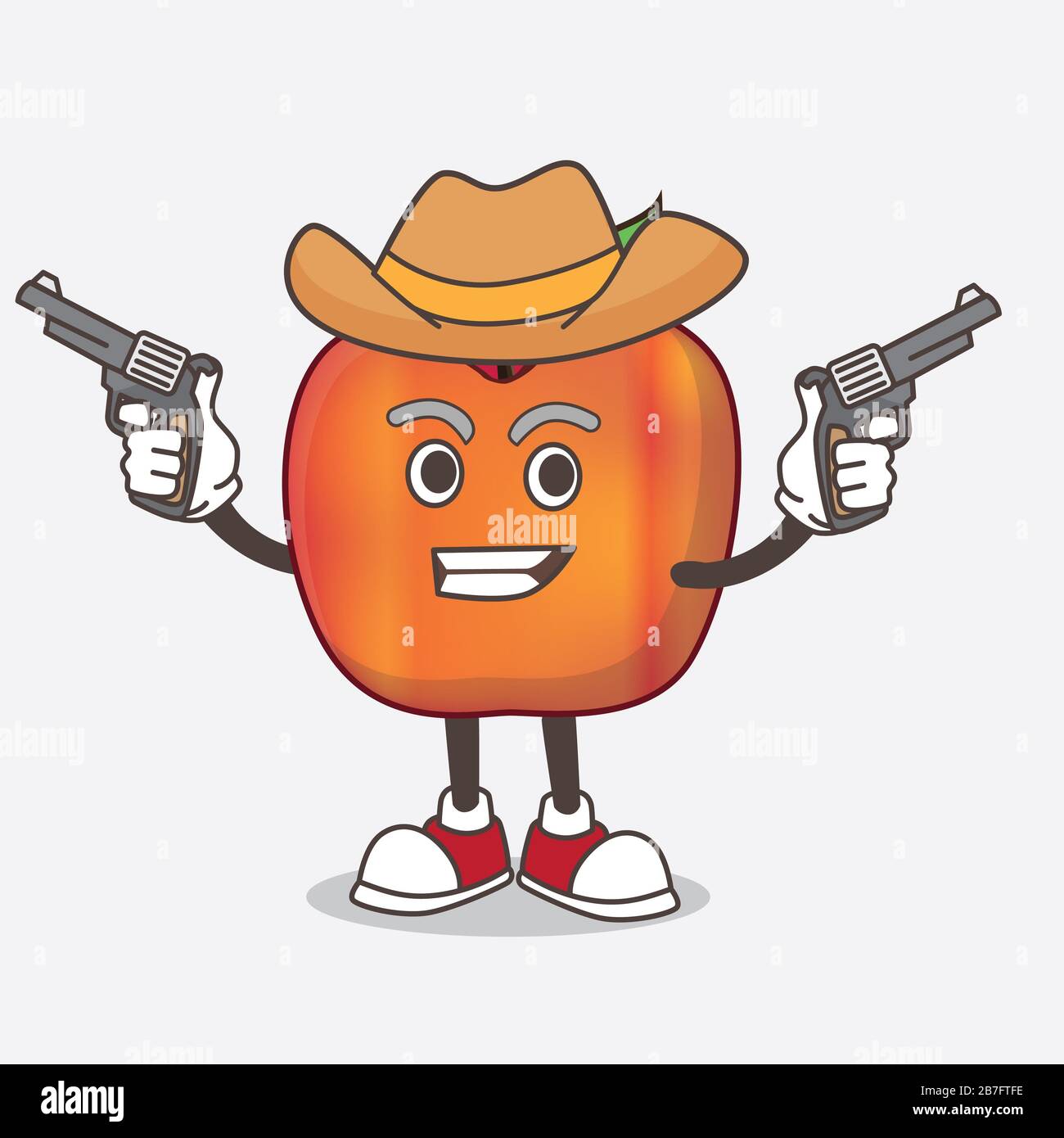 A picture of Honeycrisp Apple cartoon mascot character holding guns ...