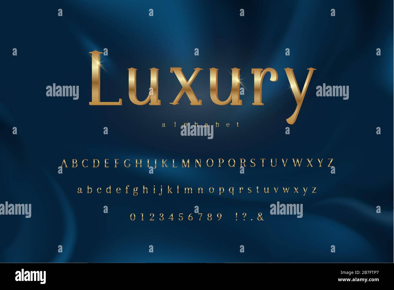Luxury golden theme alphabet font set with uppercase lowercase and ...