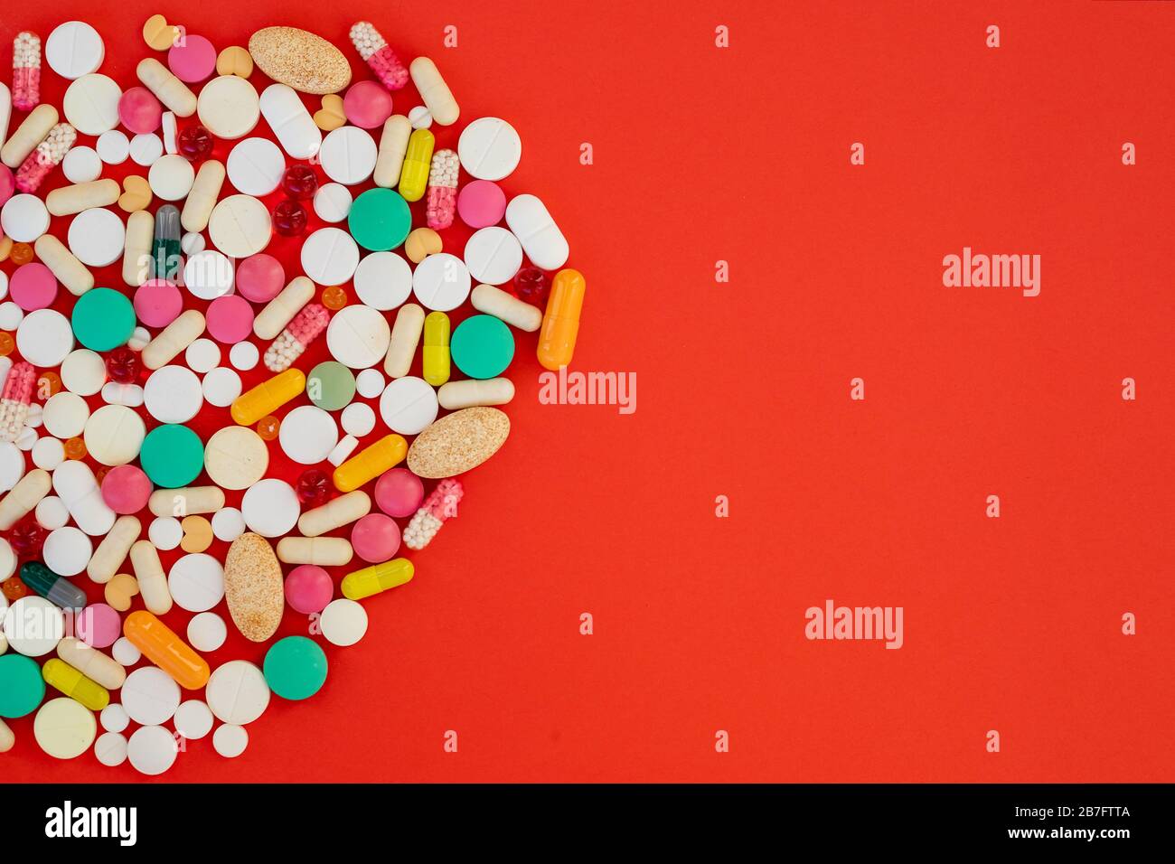Heap of medicine pills.frame made from colorful pills and capsules.Drug ...