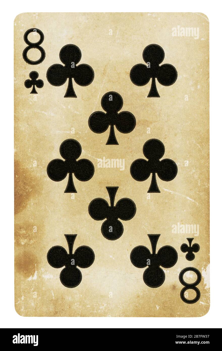 Eight of Clubs Vintage playing card - isolated on white (clipping path ...
