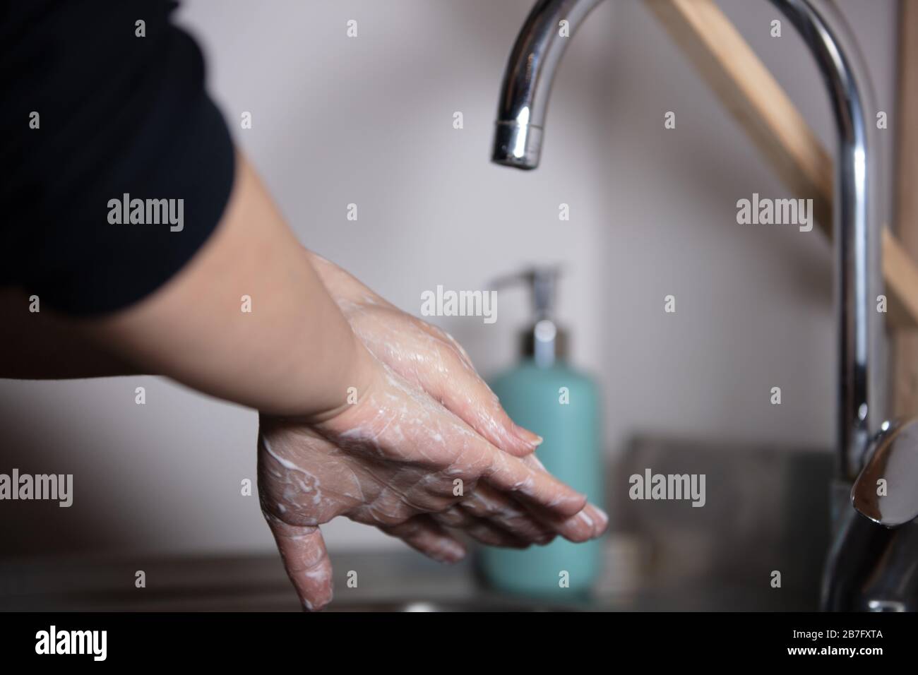 Water soap person washing hands hi-res stock photography and images - Alamy