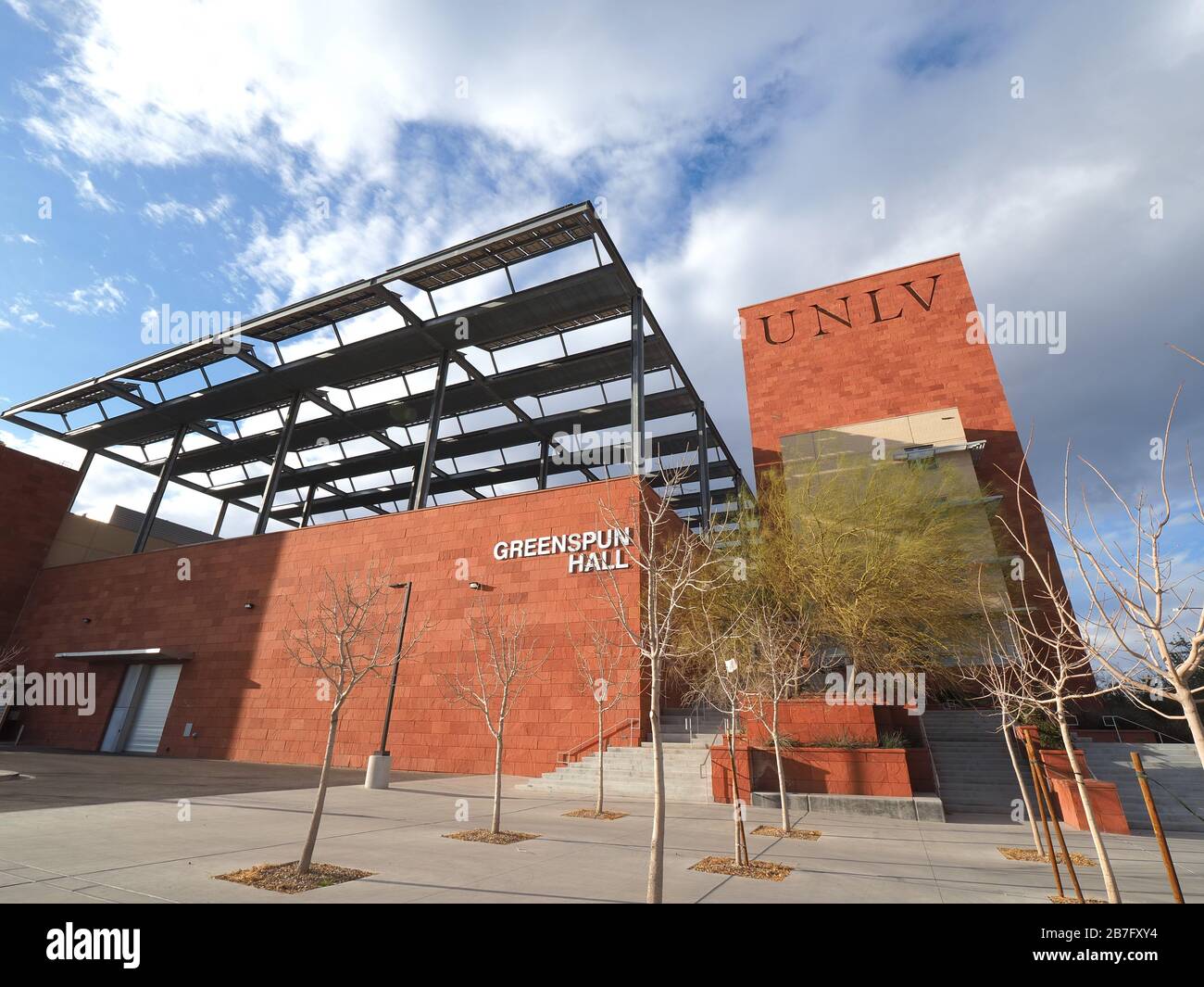 Las Vegas, MAR 1, 2020 - Exterior view of the Greenspun Hall of UNLV ...