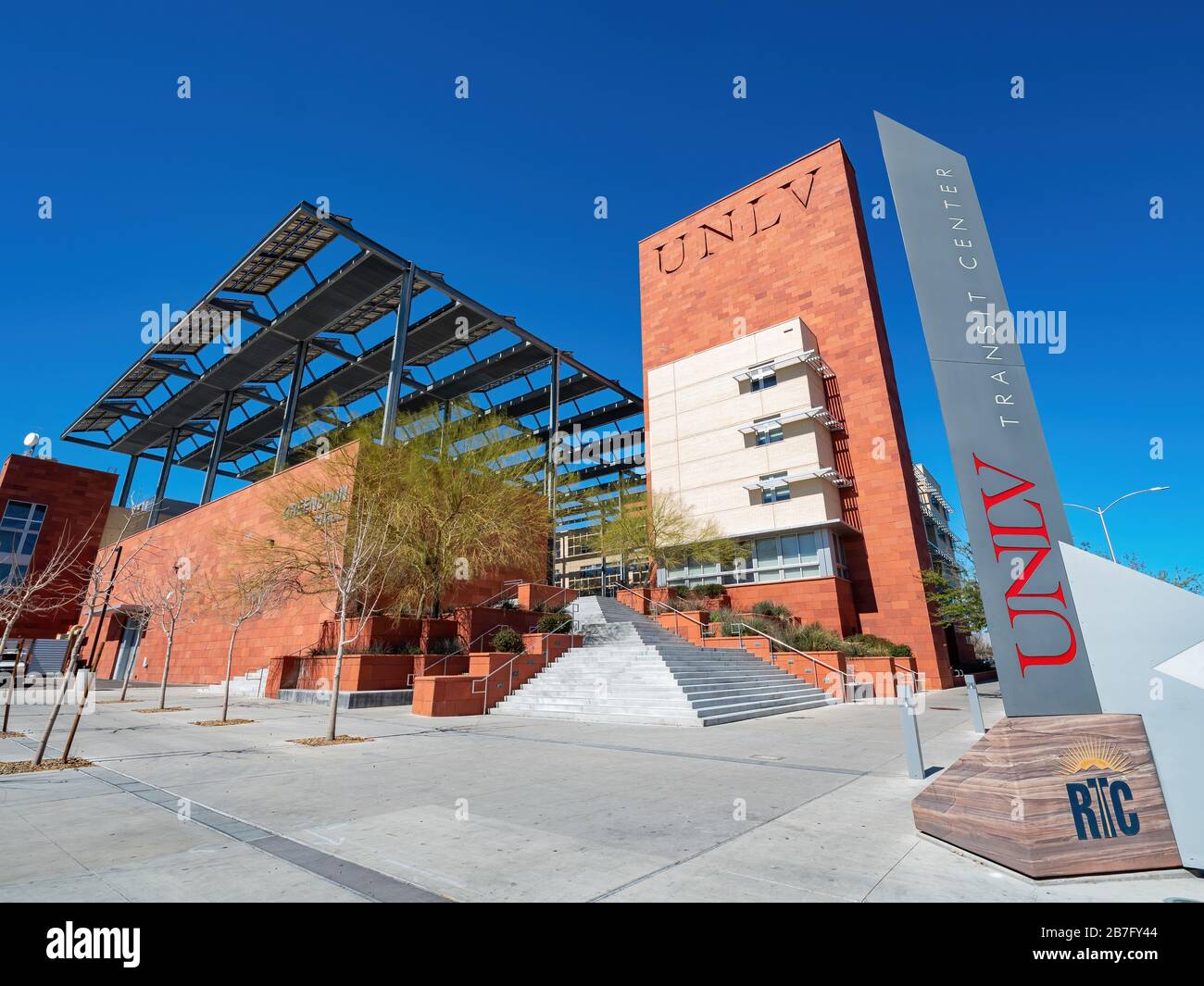 Las Vegas, MAR 1, 2020 - Exterior view of the Greenspun Hall of UNLV ...