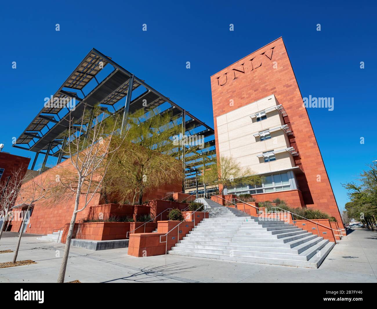 Las Vegas, MAR 1, 2020 - Exterior view of the Greenspun Hall of UNLV ...