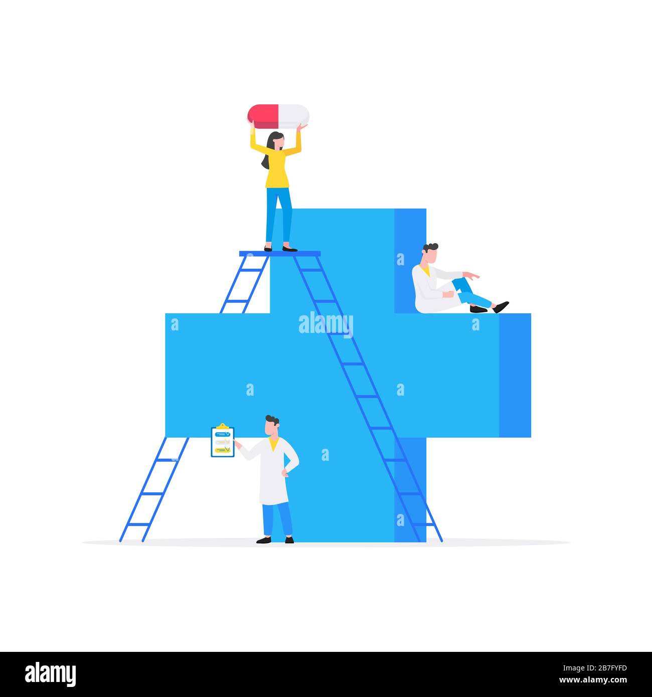 Healthcare medical science concept with tiny people doctors and big ...