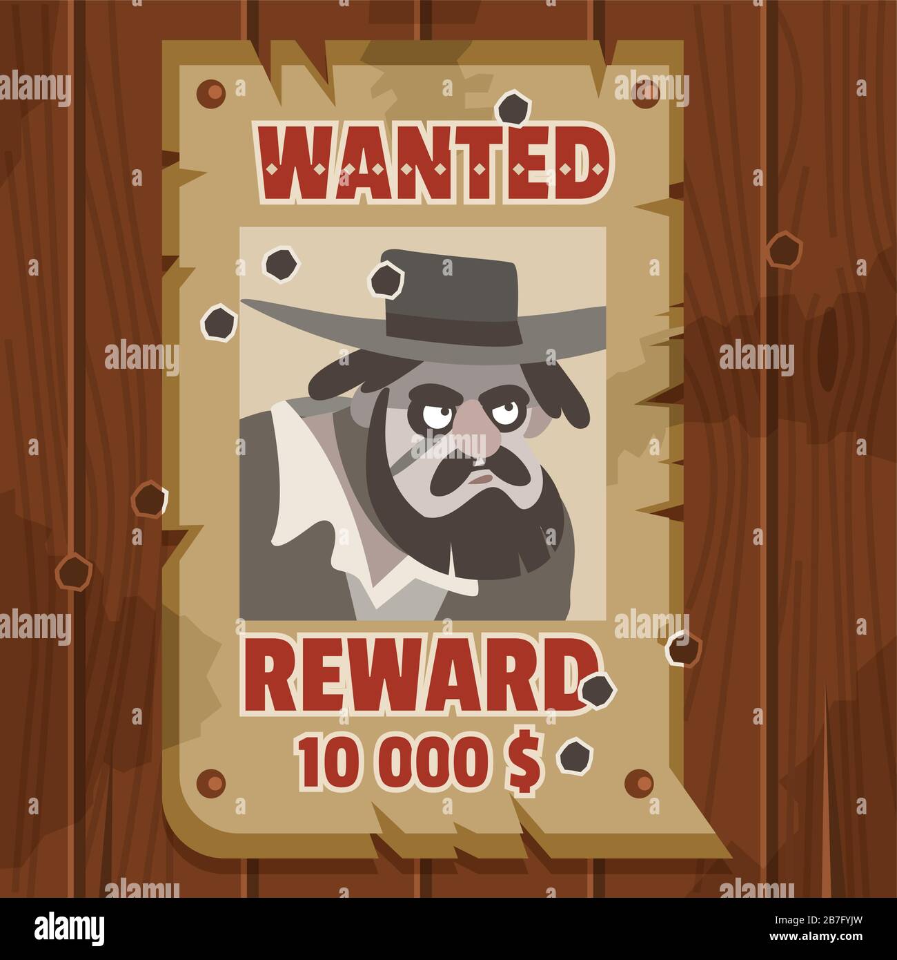 Illustration wanted cowboy reward poster hi-res stock photography and ...