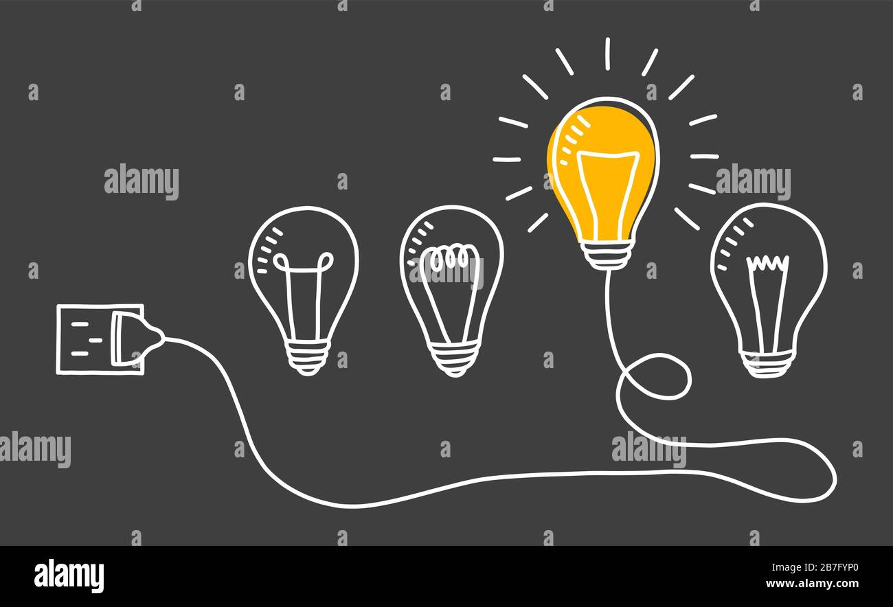 Drawn light bulbs in Stock Vector Images - Alamy