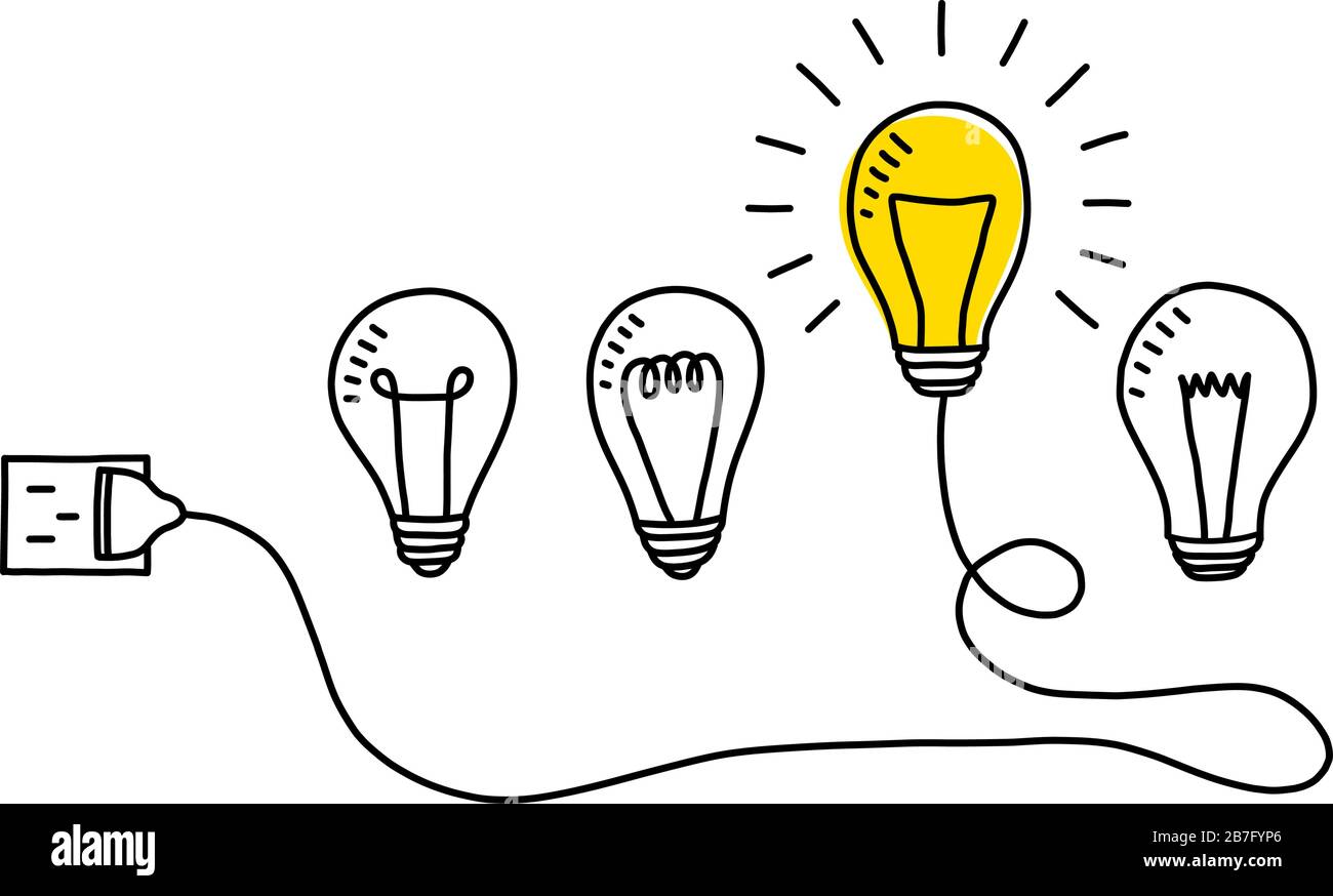 Drawn light bulbs in Stock Vector Images - Alamy