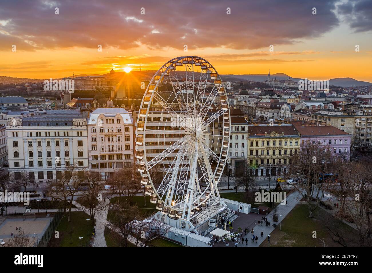 Budapest, Hungary - Aerial view of the famous ferris wheel of Budapest ...
