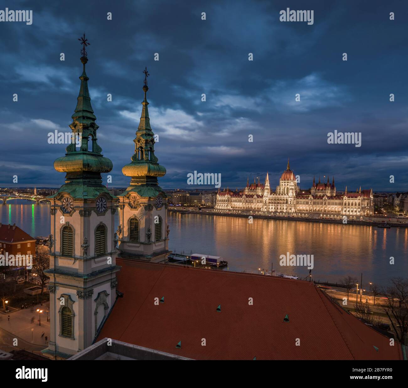Budapest, Hungary - Aerial view of the Saint Anne Parish Church at ...