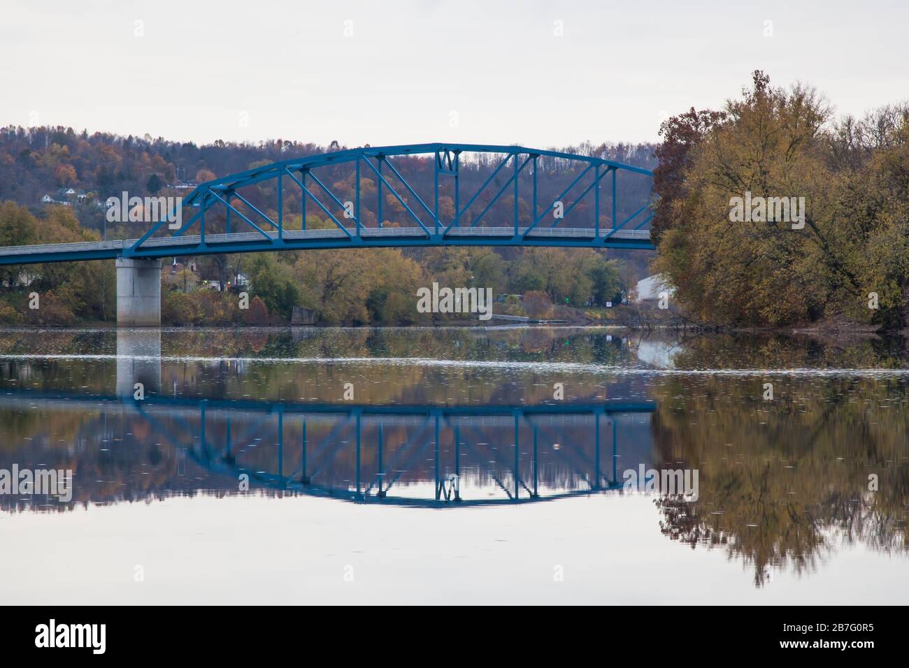 Panoramic shot of Albert Gallatin Memorial Bridge over the Monongahela ...