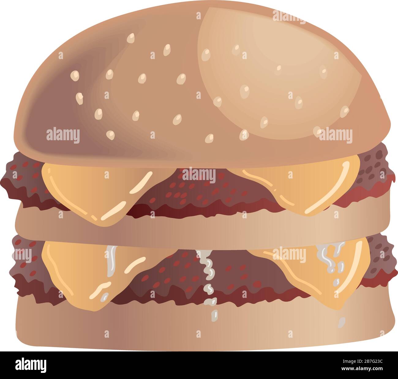 Burger vector two patties a burger with two beef patties on a white ...