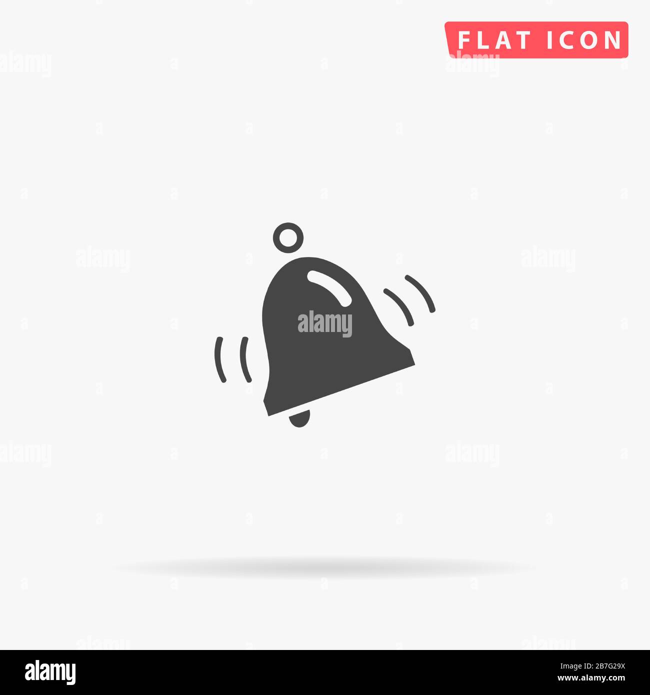 Ringing Bell flat vector icon. Glyph style sign. Simple hand drawn ...