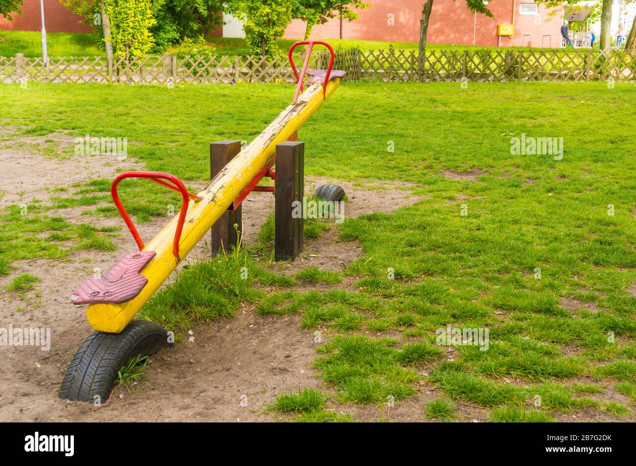 Playground with colorful seesaws during daytime Stock Photo - Alamy