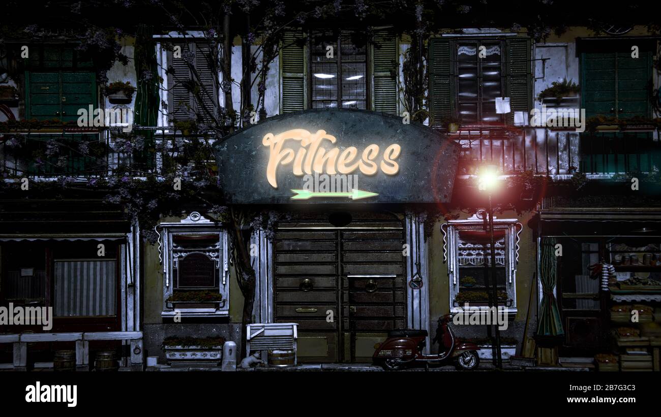 Street Sign the Direction Way to Fitness Stock Photo - Alamy