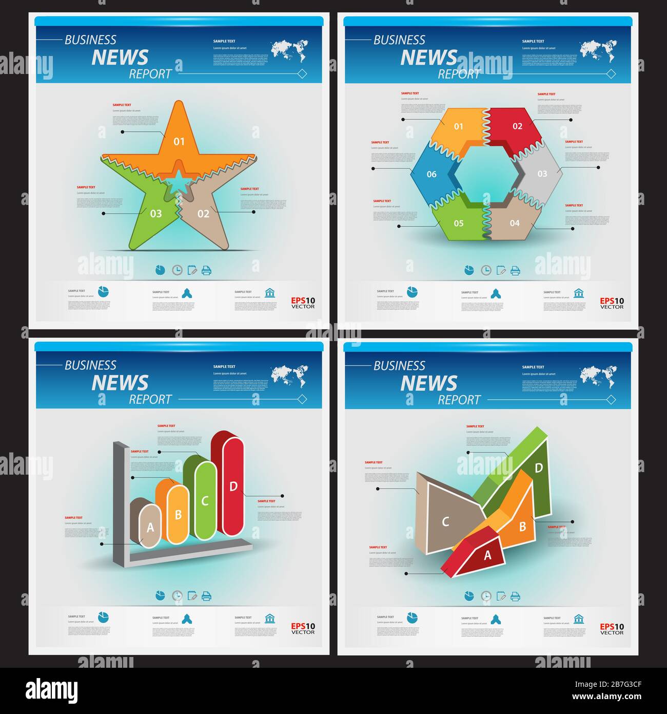 Business infographic template pack for interactive data communication ...