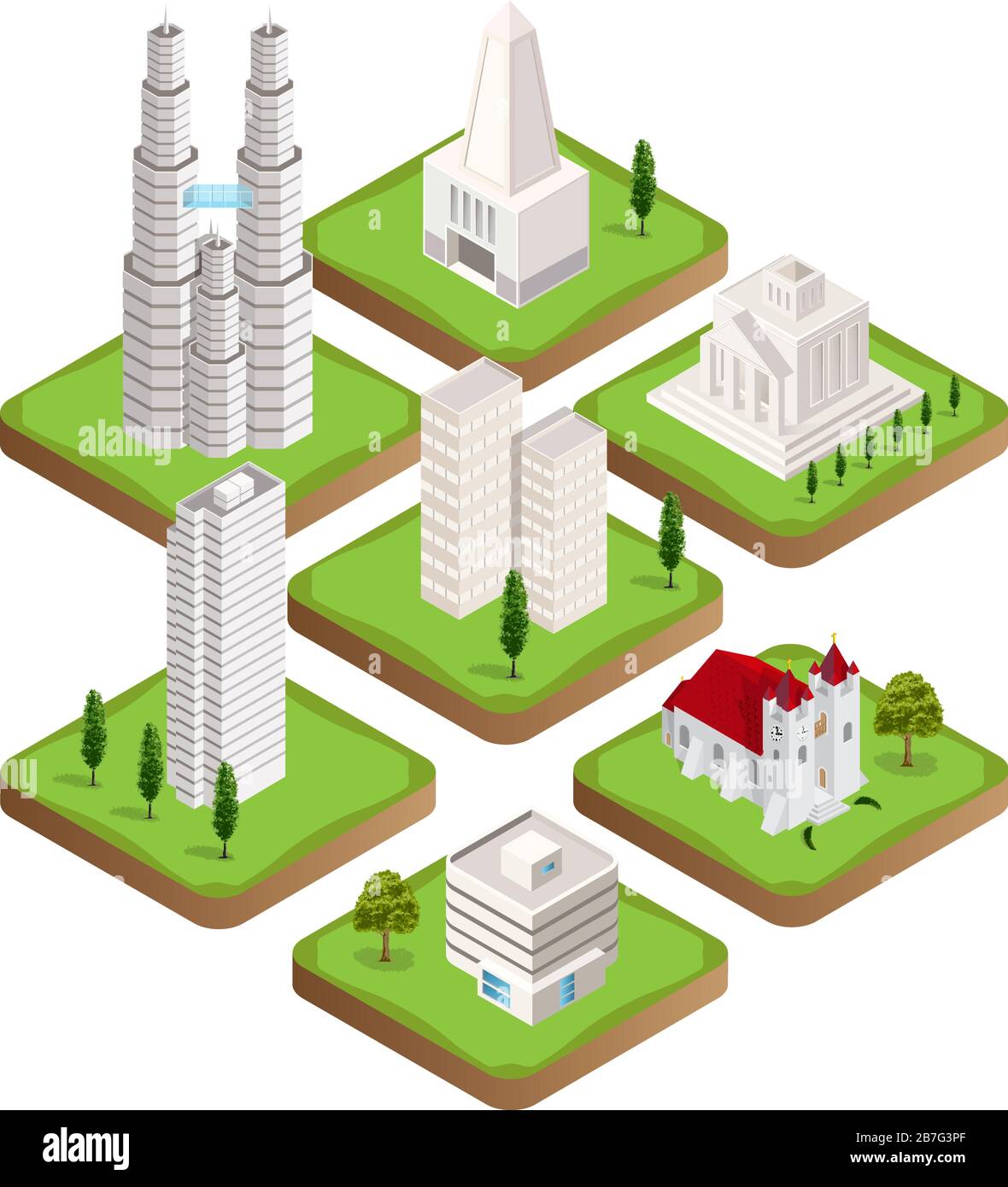 Big collection of distinct isometric city buildings Stock Vector Image ...