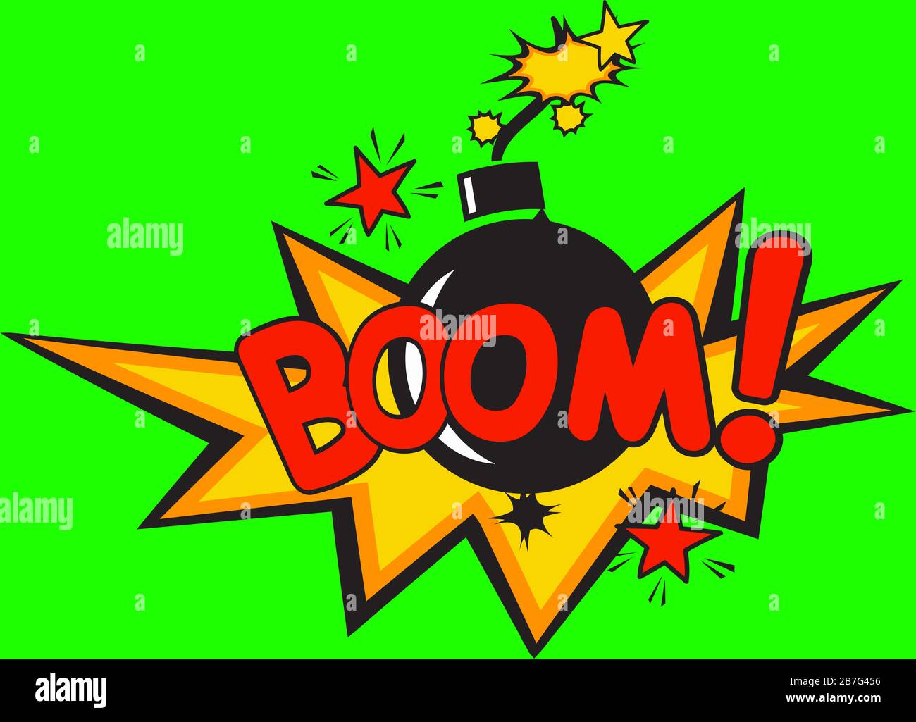 illustration of colorful comic speech bubble bomb Stock Photo - Alamy