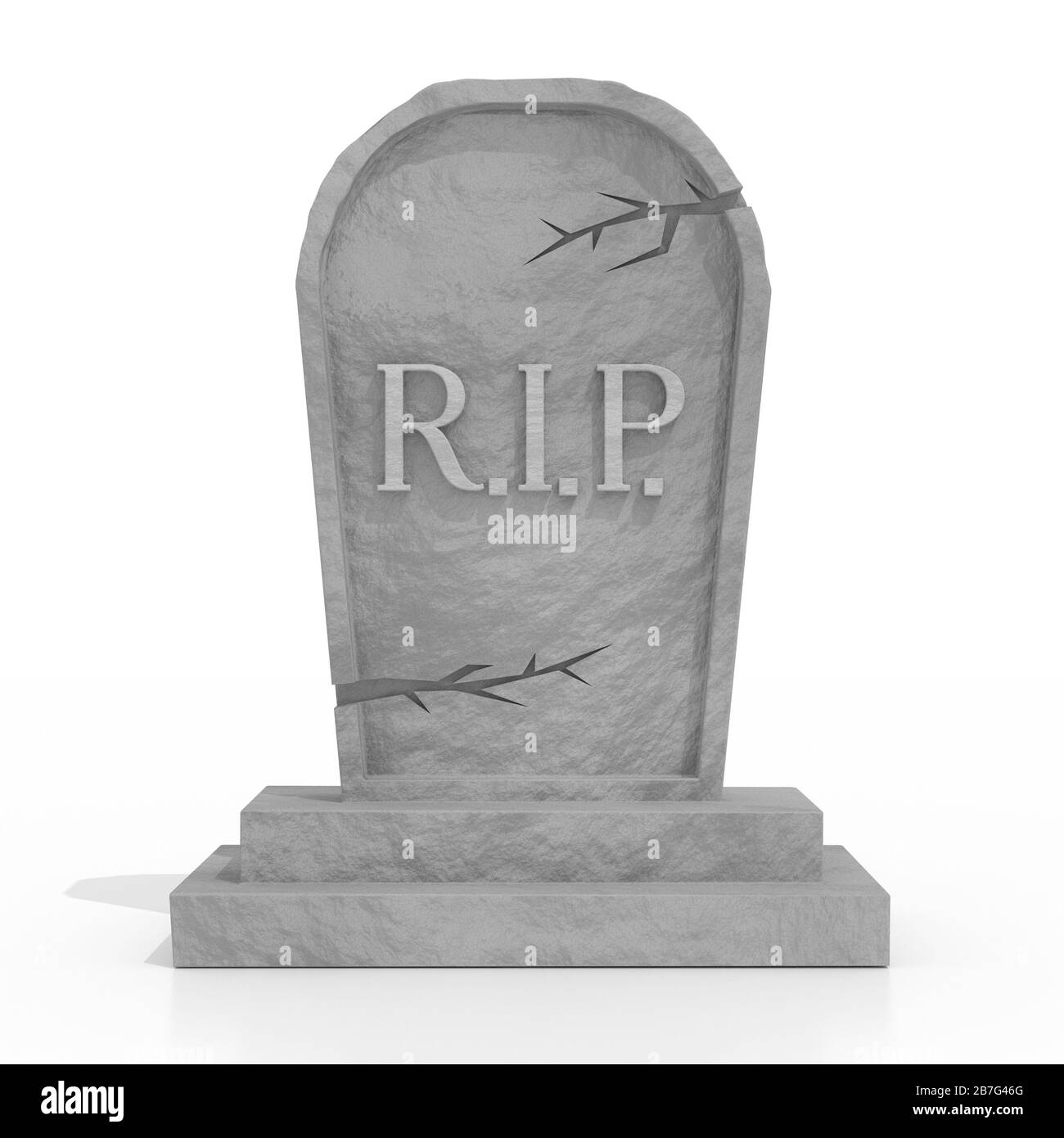 3D grave with rest in peace (RIP) letters, white background Stock Photo ...