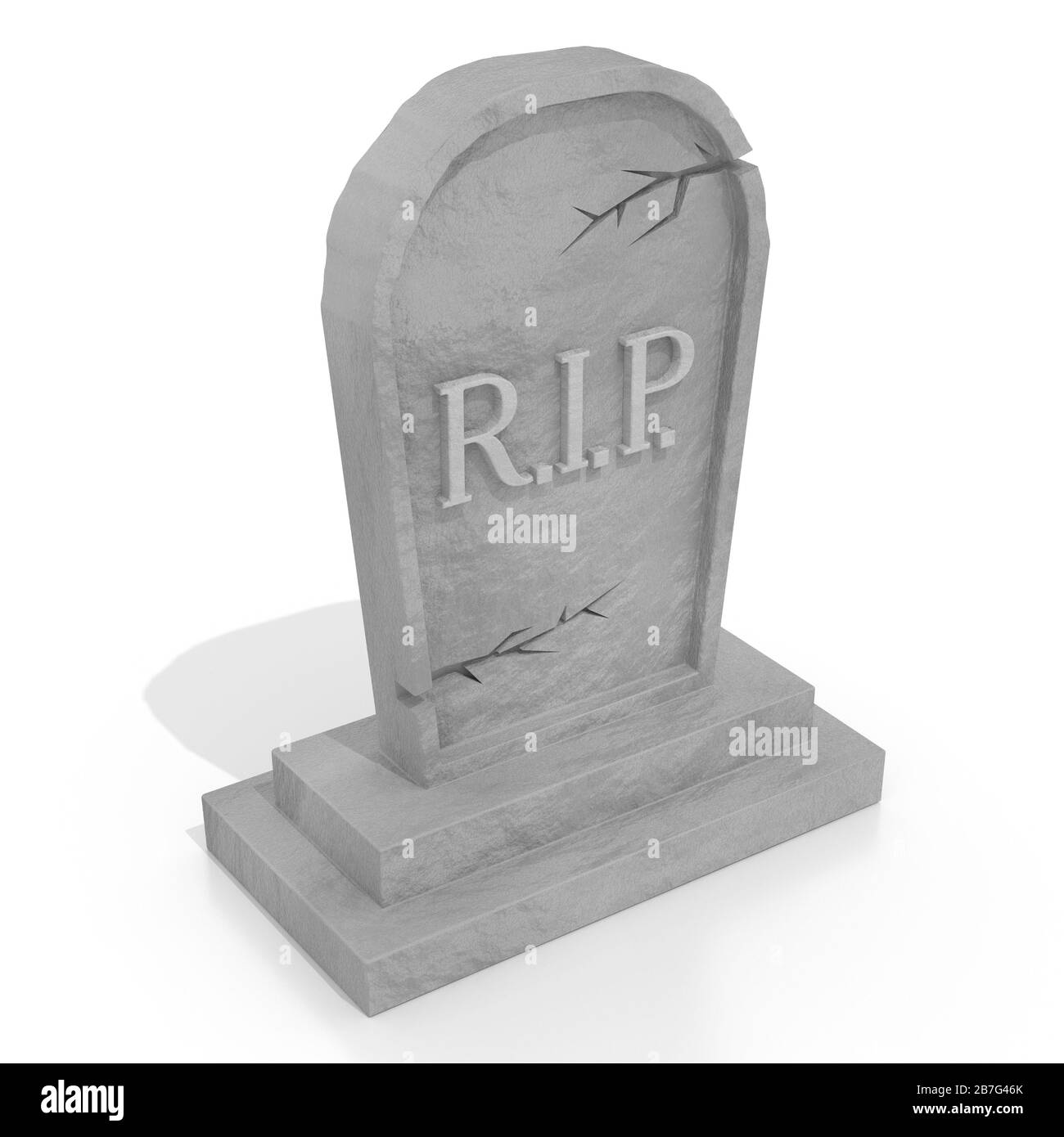 3D grave with rest in peace (RIP) letters, white background Stock Photo ...
