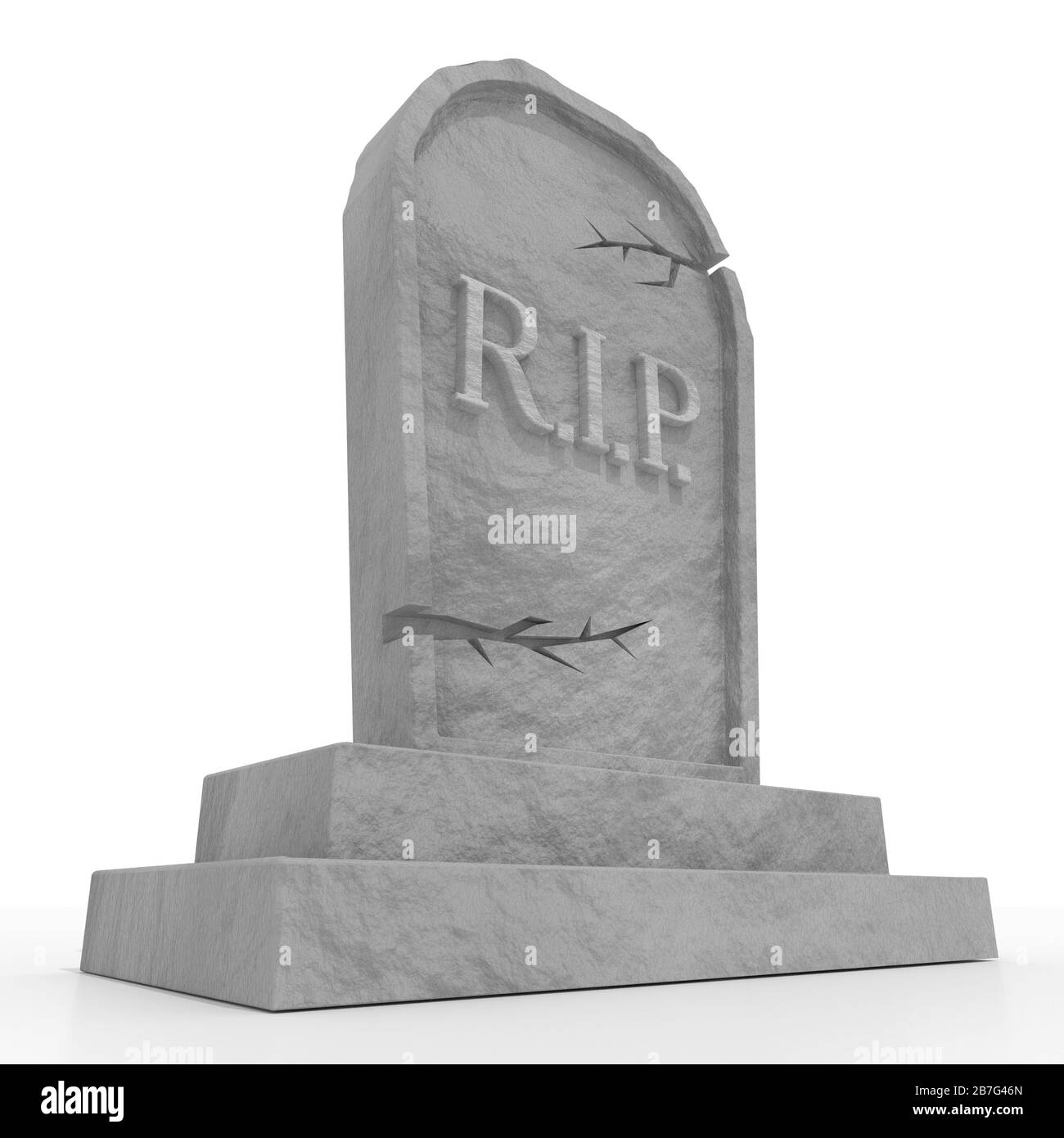 3D grave with rest in peace (RIP) letters, white background Stock Photo ...