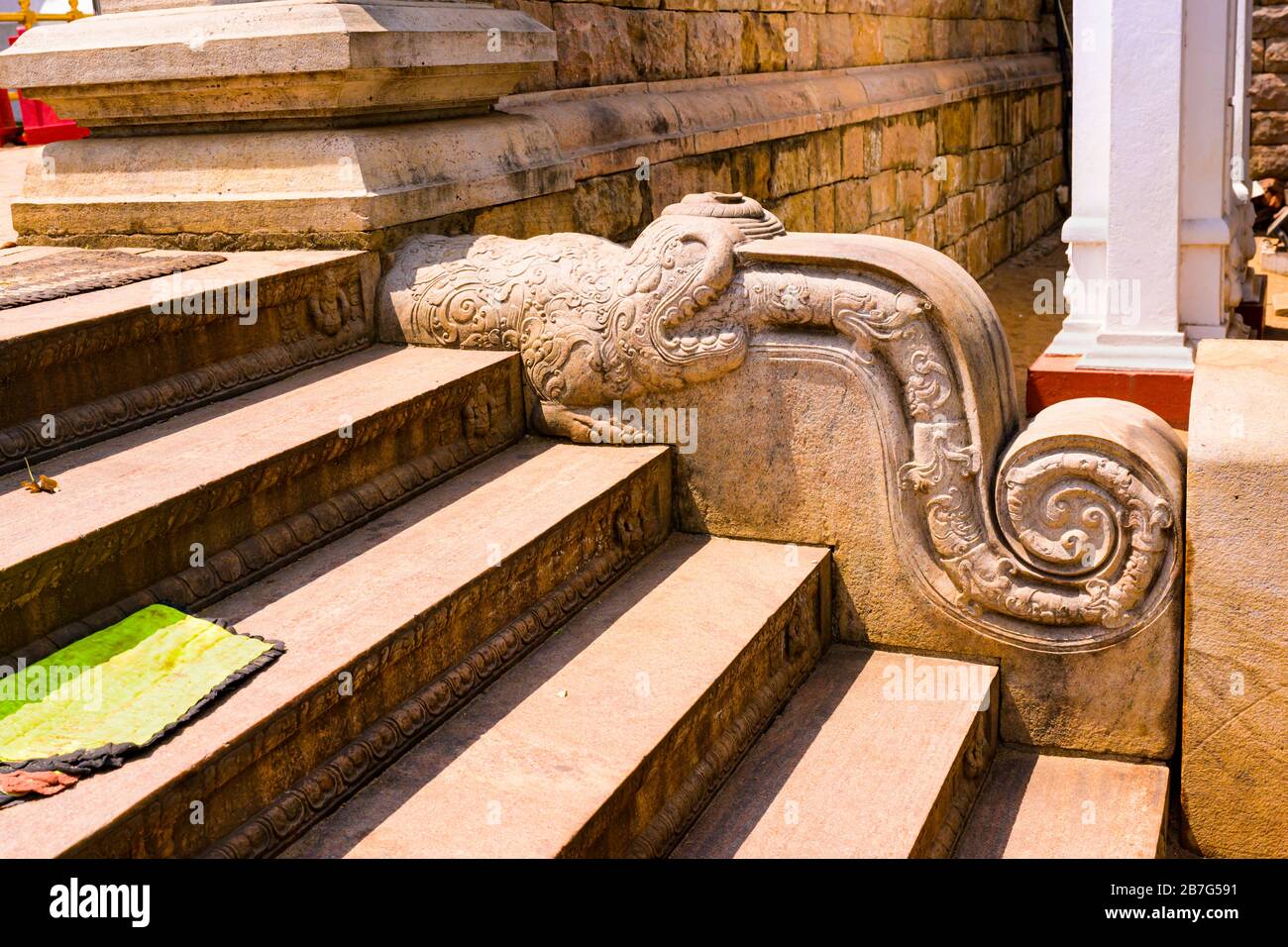Sri Lanka Anuradhapura Sri Maha Bodhi Tree temple staircase balustrade ...