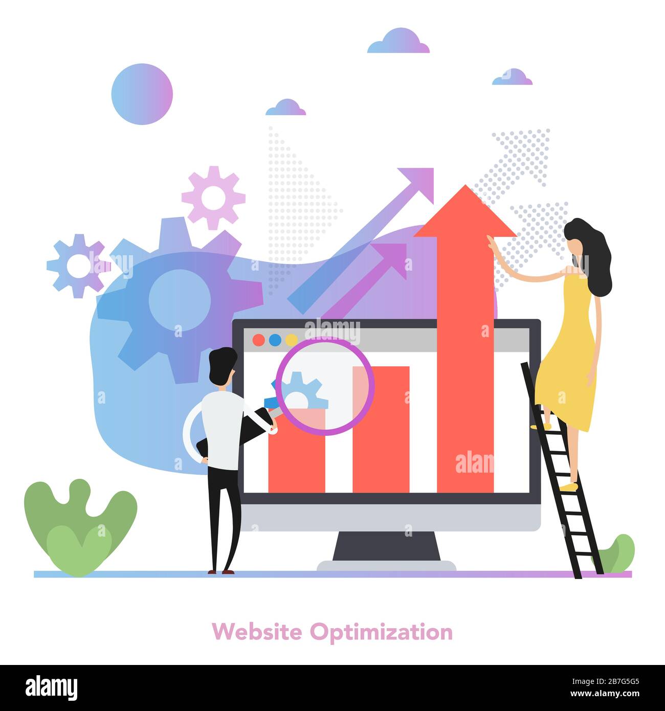 Vector concept of web site optimization in flat Stock Vector Image ...