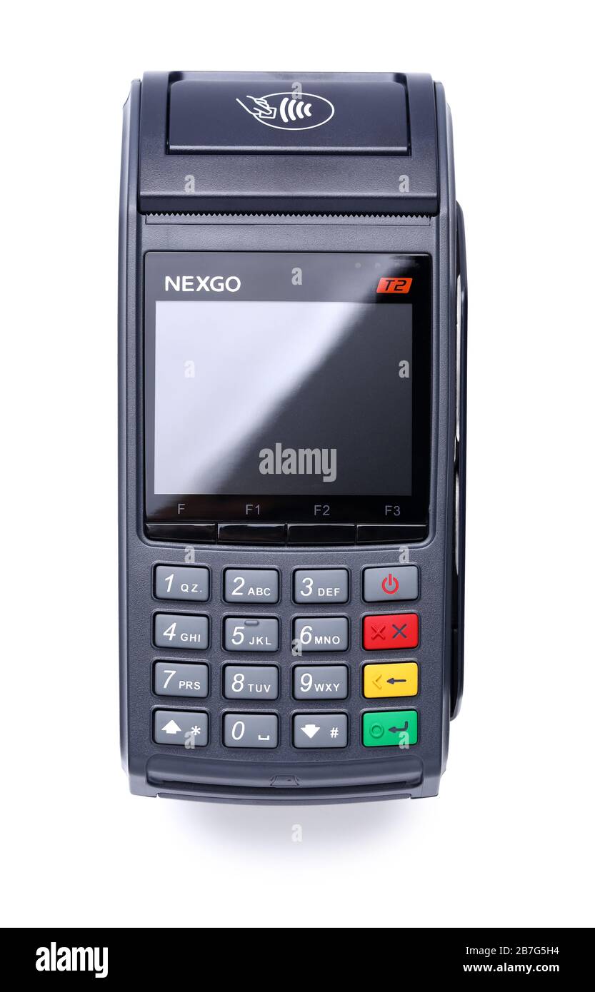 Nexgo T2 pos terminal isolated over white background Stock Photo - Alamy