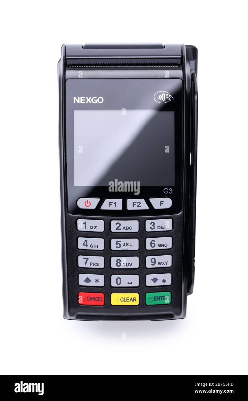 Nexgo G3 pos terminal isolated over white background Stock Photo - Alamy