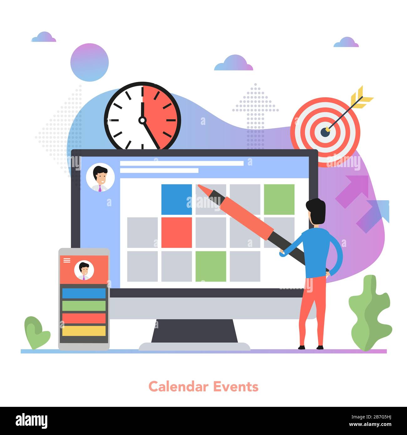 Mobile app concept time management Cut Out Stock Images & Pictures - Alamy