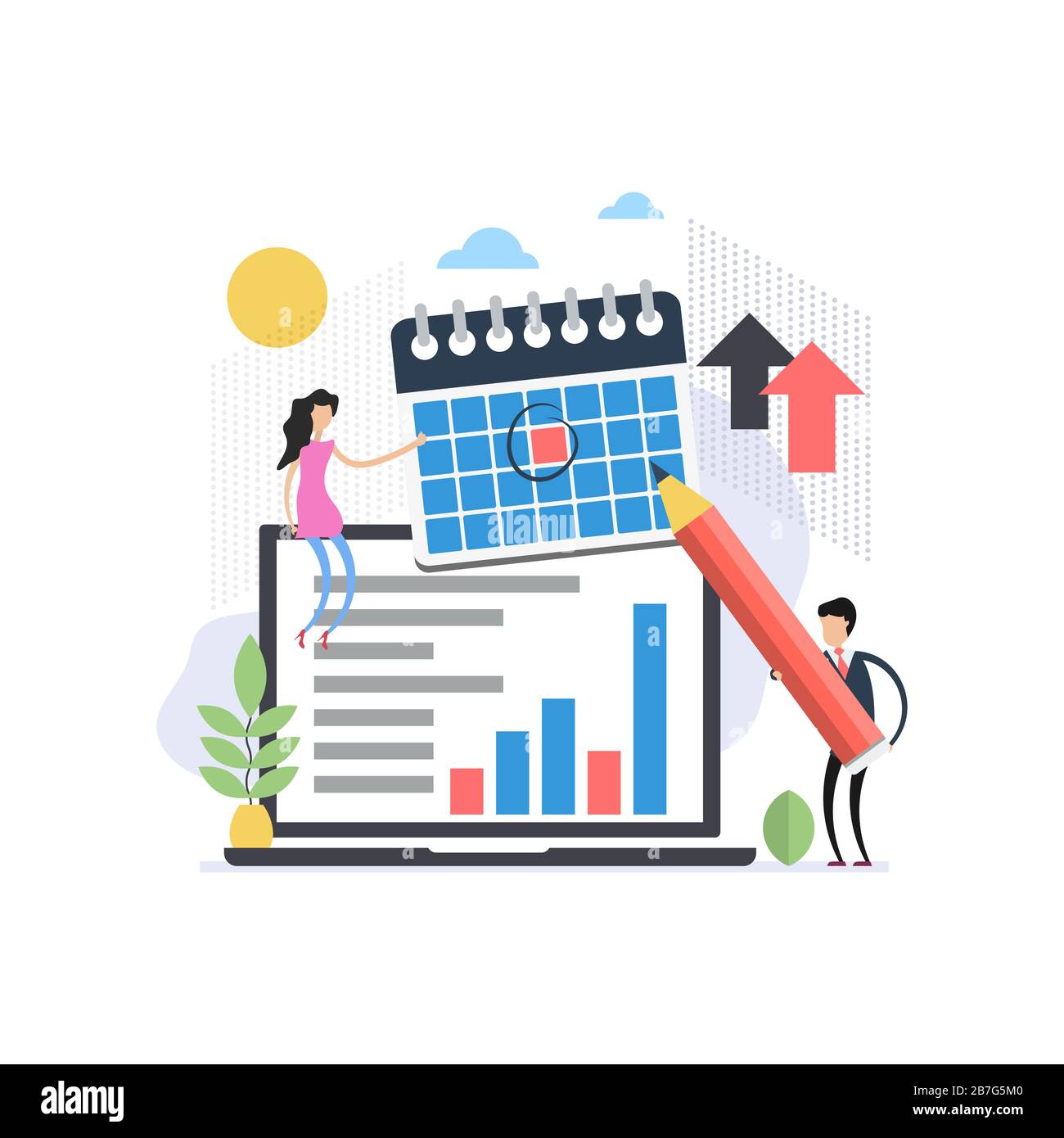 Vector flat agenda in calendar concept with people Stock Vector Image ...