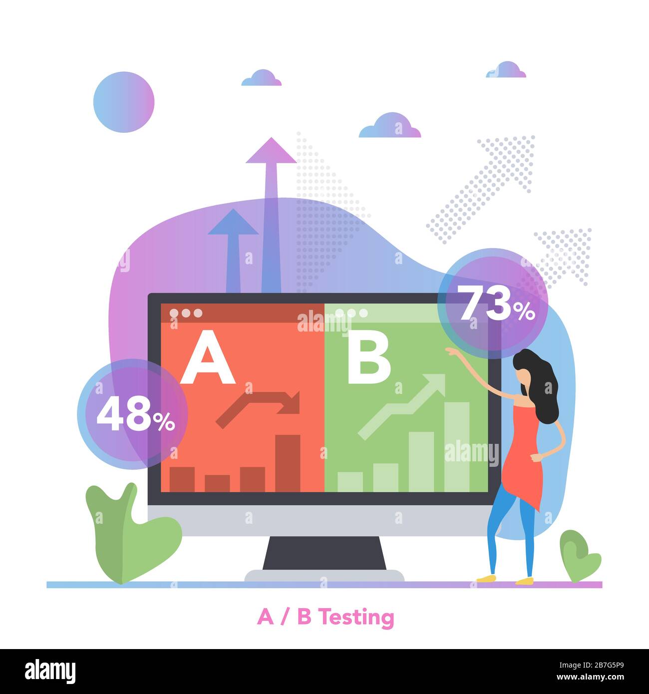 Vector concept A B Split Testing with woman Stock Vector Image & Art ...