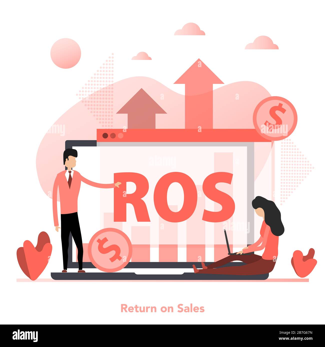 Vector flat horizontal banner of return on sales Stock Vector Image ...