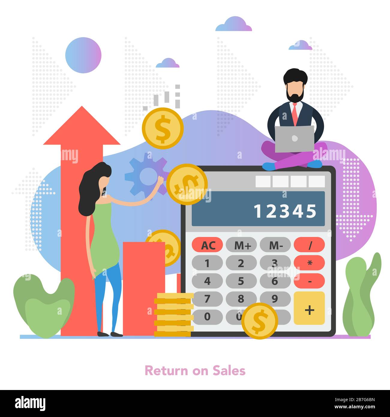 Vector flat square banner of return on sales Stock Vector Image & Art ...