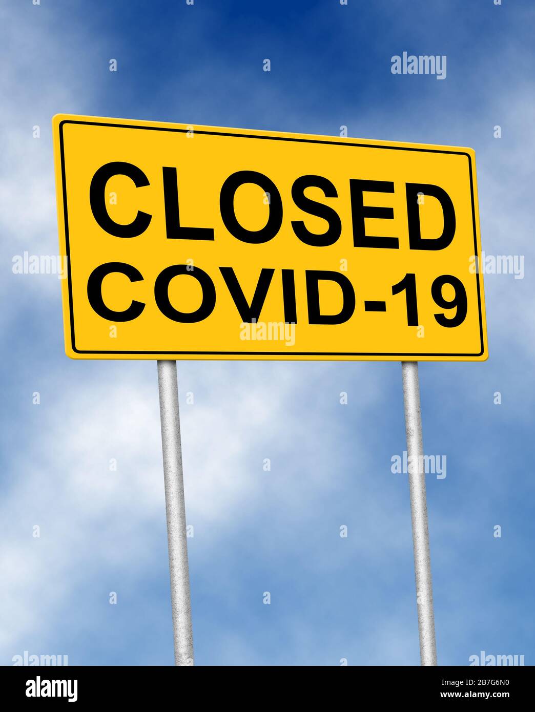 The road sign symbol with text Closed Covid-19 Stock Photo - Alamy