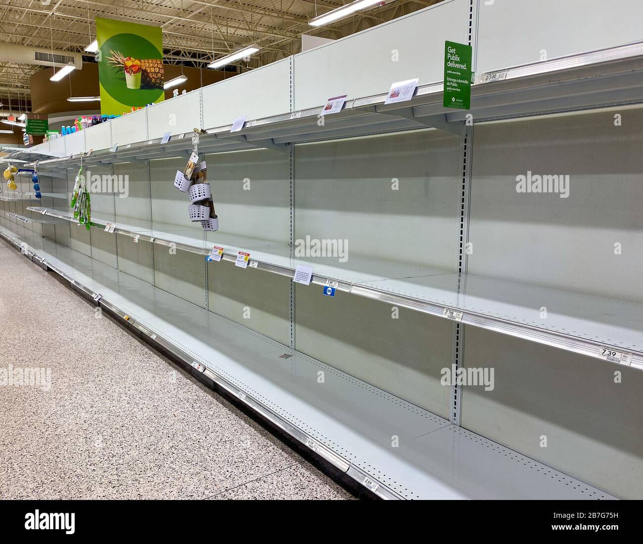 Orlando, FL/USA-3/14//20: Empty toilet paper display shelves at a ...