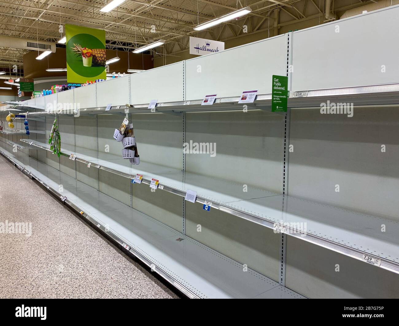 Orlando, FL/USA-3/14//20: Empty toilet paper display shelves at a ...