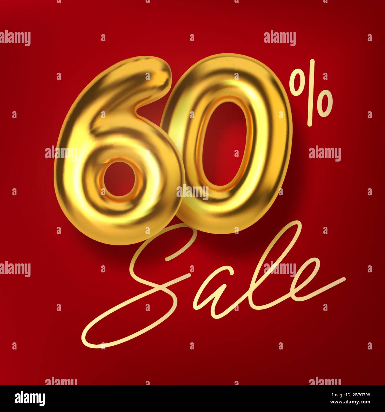 60 off discount promotion sale made of realistic 3d gold balloons ...