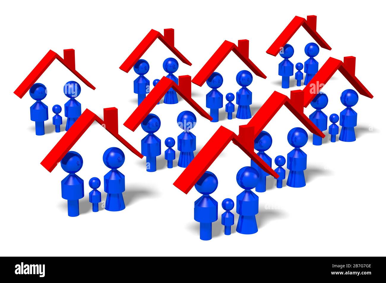 3D houses shapes, family Stock Photo - Alamy