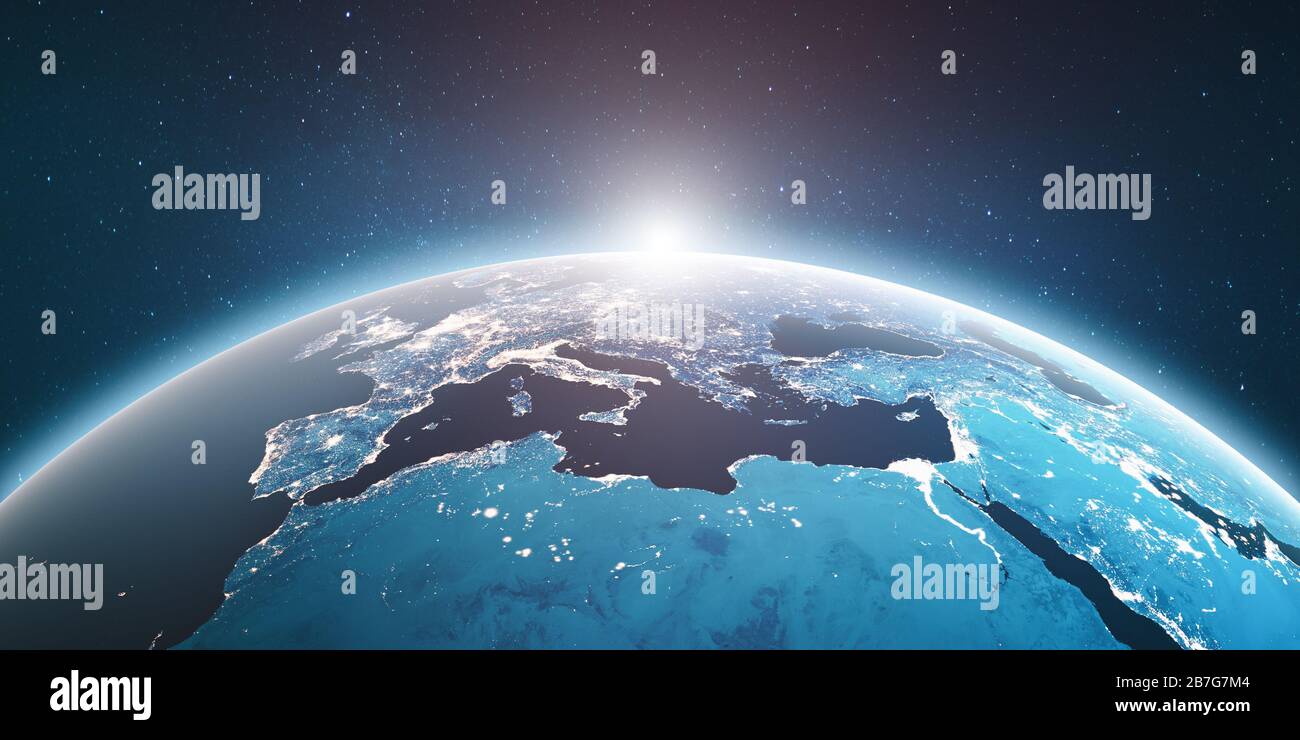 City lights Europe. Elements of this image furnished by NASA. 3d ...