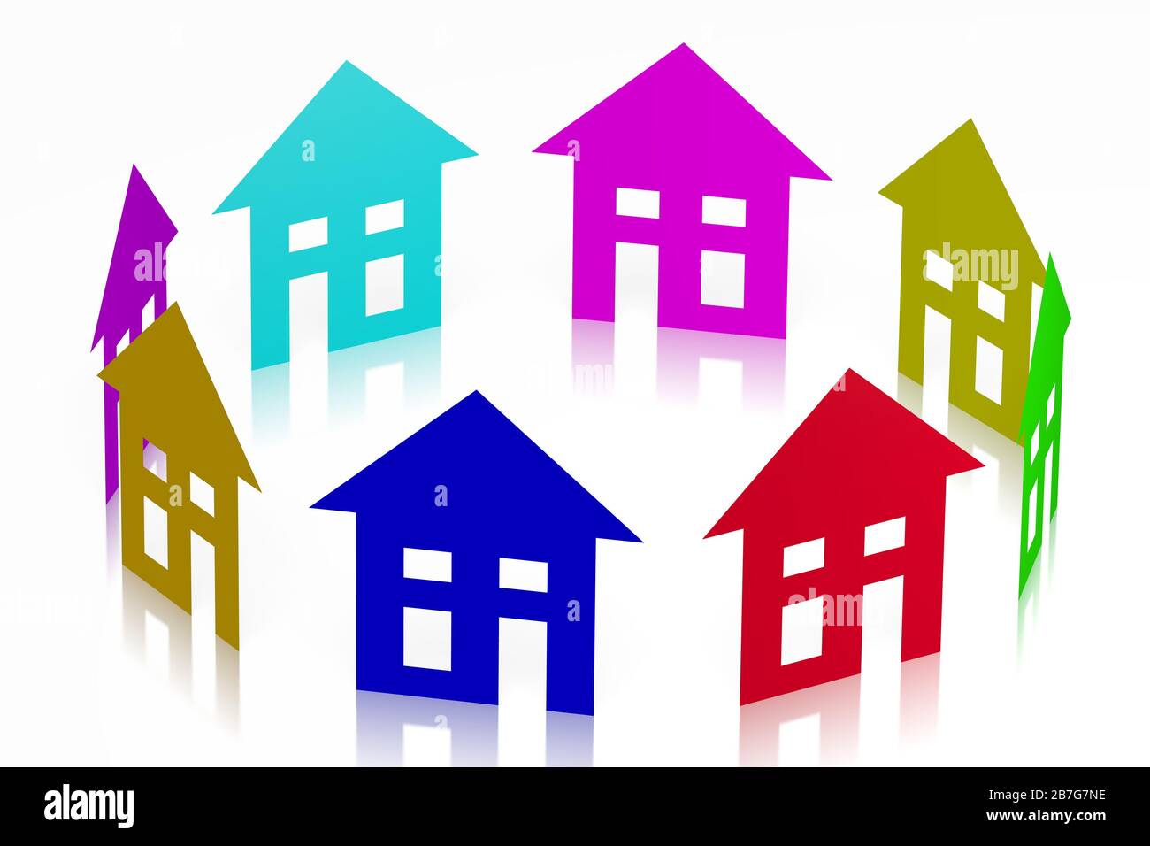 3D colorful house shapes Stock Photo - Alamy