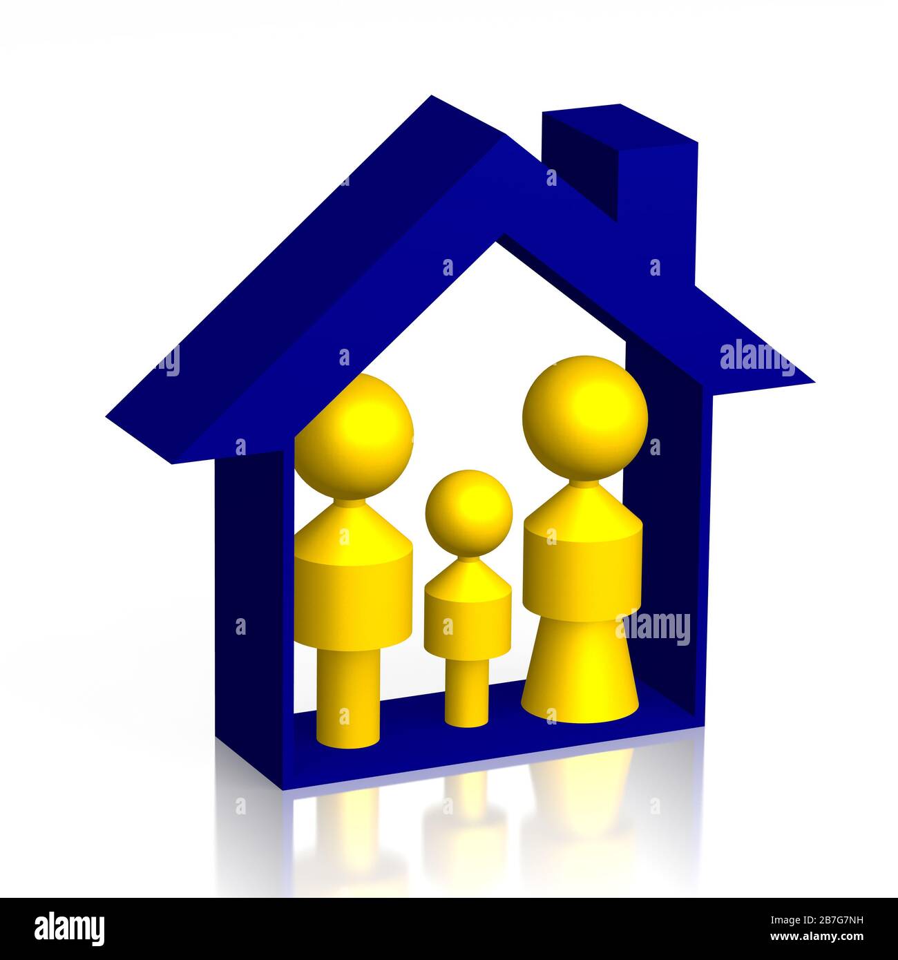 3D house and family shapes - illustration Stock Photo - Alamy